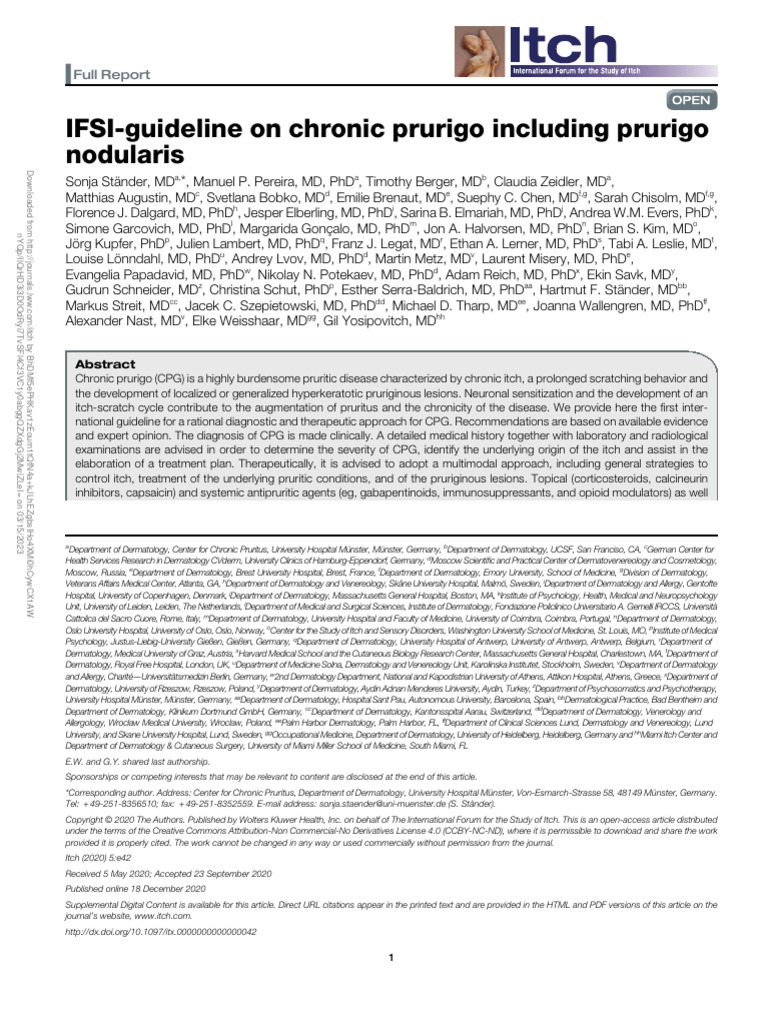 IFSI Guideline On Chronic Prurigo Including.1 | PDF | Inflammation ...