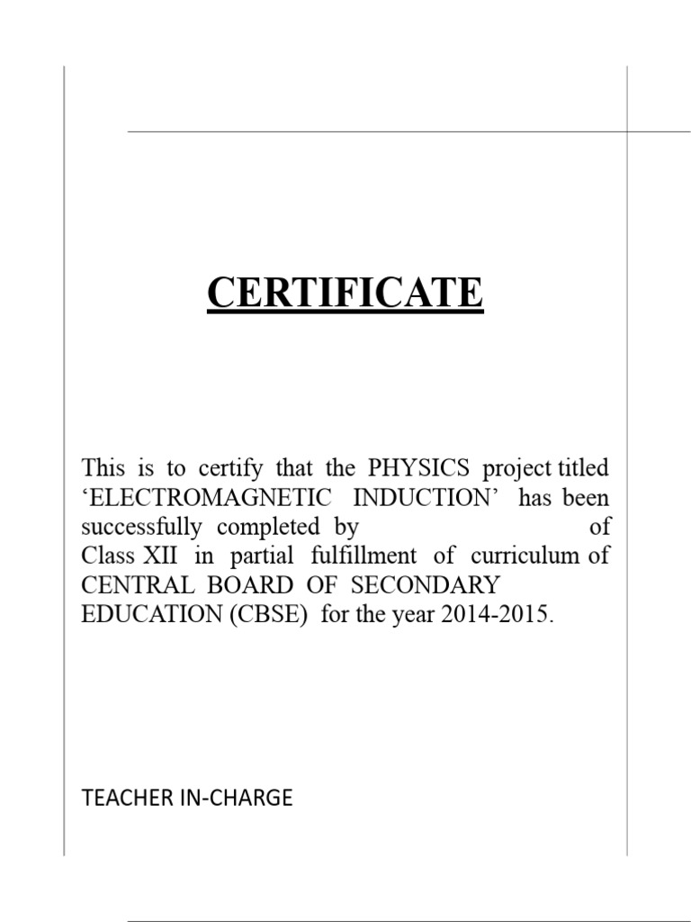 Certificate | PDF | Electromagnetic Induction | Inductor