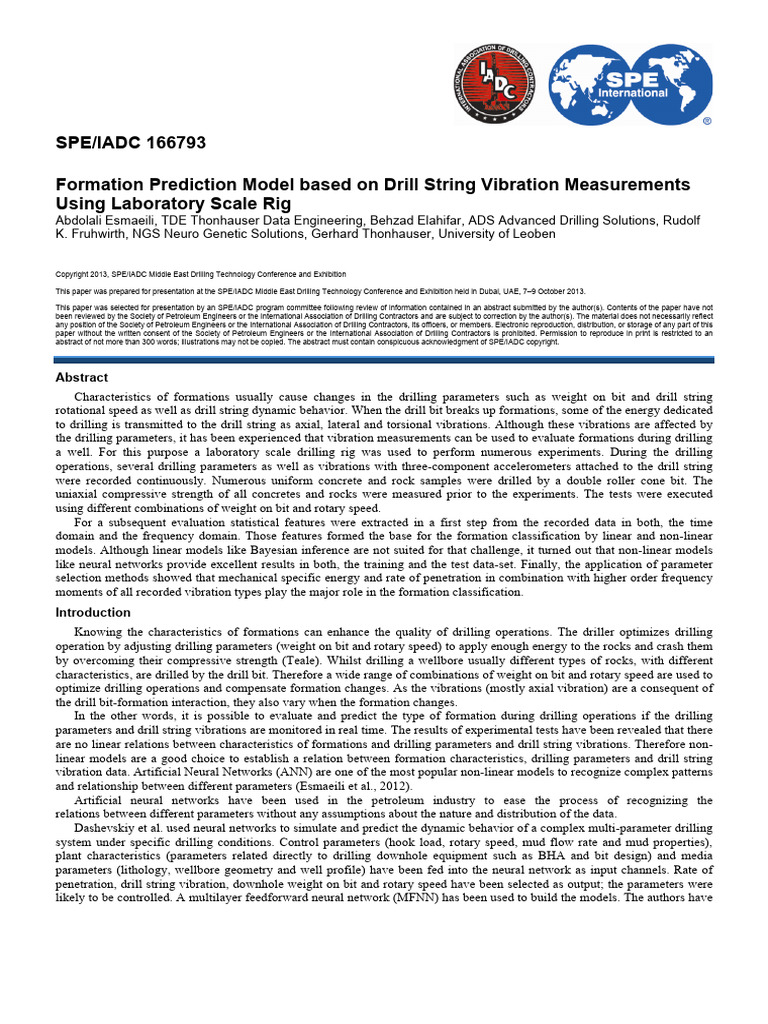 Esmaeili - 2013 - Lab Scalle Drill-String Vibration Measurment | PDF | Artificial Neural Network ...