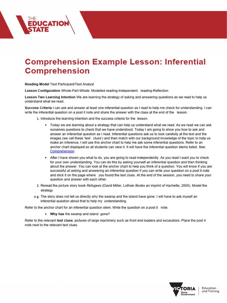 Litfocuscomprehendlesson 2 | PDF | Reading Comprehension | Cognition