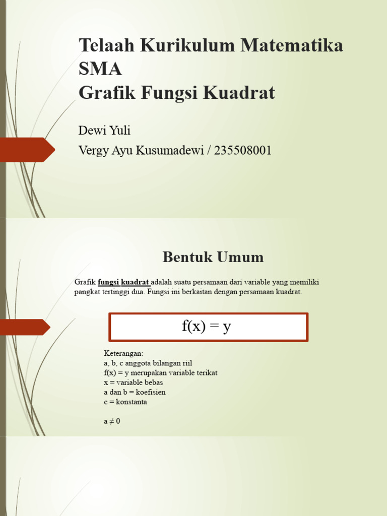 Grafik Fungsi Kuadrat | PDF | Metode & Bahan Ajar