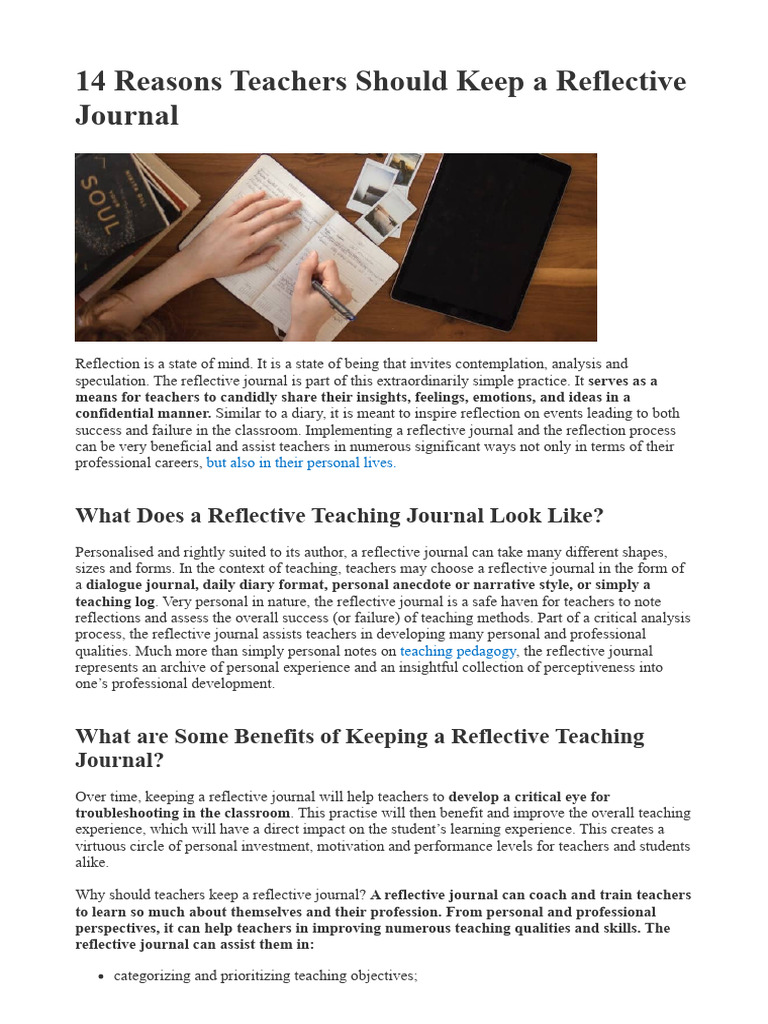 14 Reasons Teachers Should Keep A Reflective Journal | PDF | Teachers ...