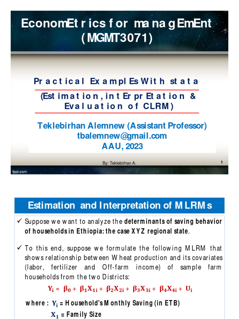 Practical Examples With STATA PDF Errors And Residuals