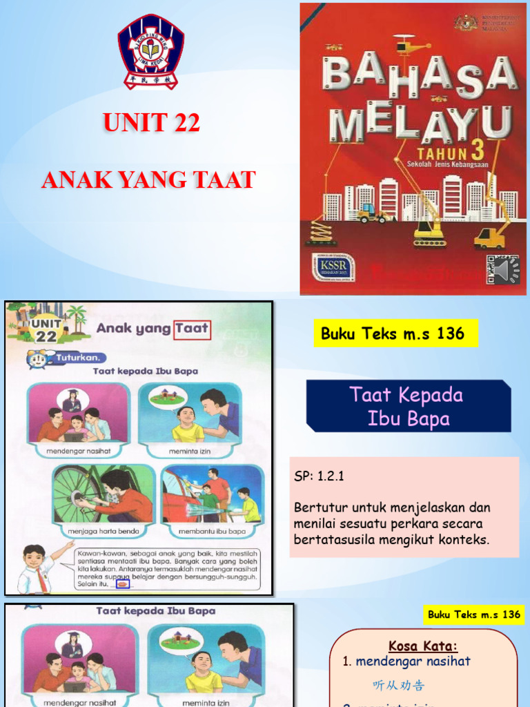 BM Tahun 3 Unit 22 Anak Yang Taat Part 1 (Jun) | PDF | Seni & Disiplin ...