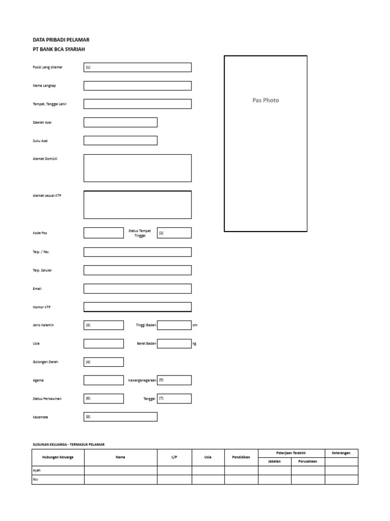 Form Biodata Kandidat | PDF