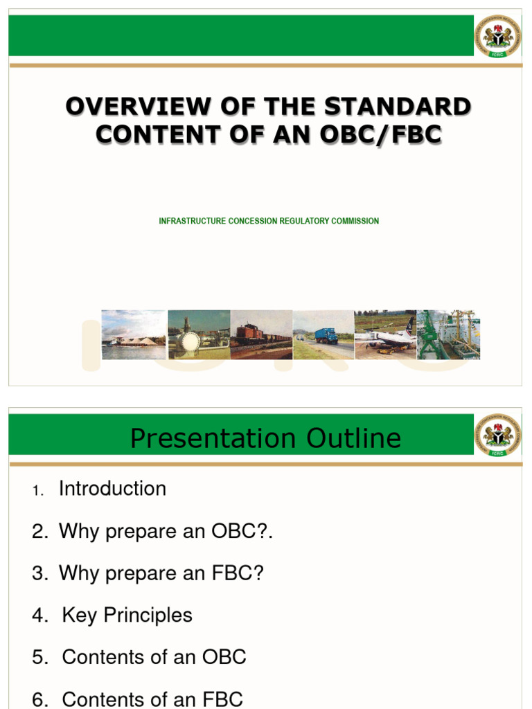 Standard Content of An OBC and FBC | PDF | Cost–Benefit Analysis ...