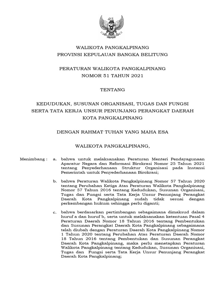 Perwali Nomor 51 Tahun 2021 Pdf