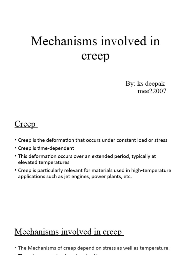 Creep Deformation Mechanisms Explained | PDF | Creep (Deformation ...