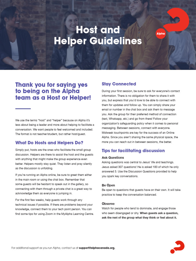 Host and Helper Guidelines | PDF | Experience | Conversation