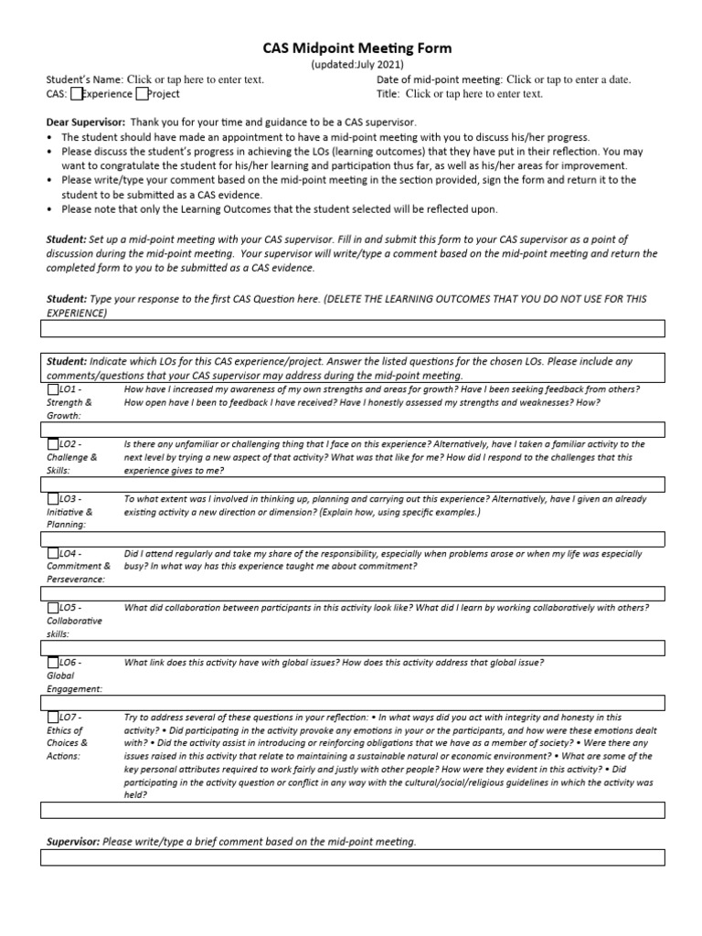 CAS Midpoint Meeting Form Updated July 2021 | PDF | Experience ...