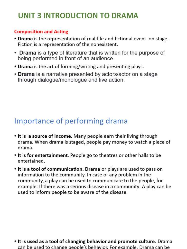 Term 3 Drama Notes | PDF | Comedy | Play (Theatre)