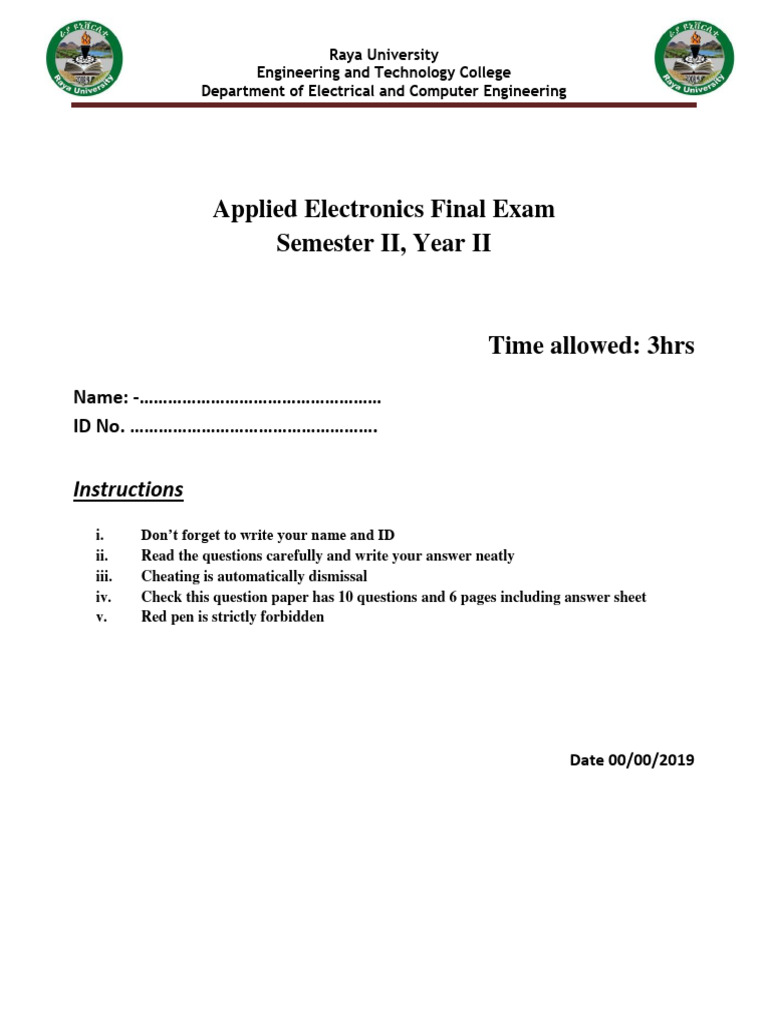 Final Exam of Applied II | PDF | Electronic Oscillator | Logic Gate