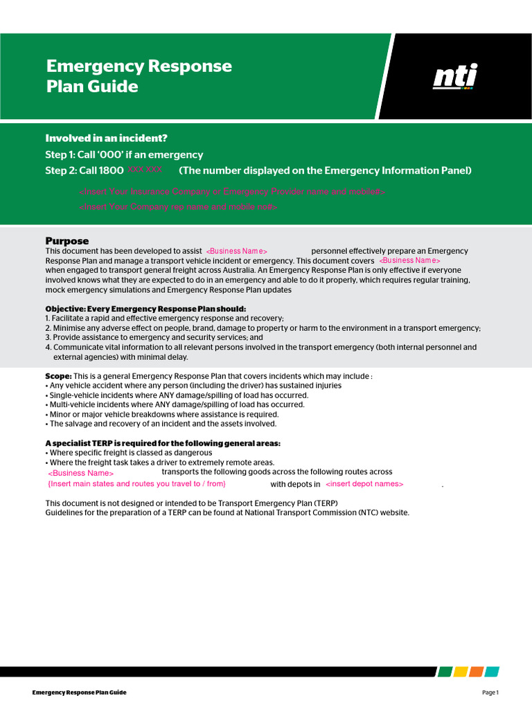 Emergency Response Plan Guide | PDF | Emergency | Truck