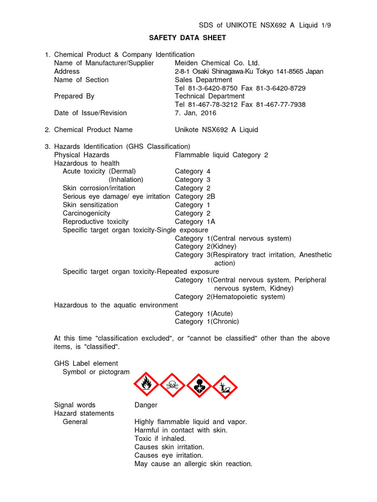MSDS Eagle Paint 2016 | PDF | Firefighting | Toxicity