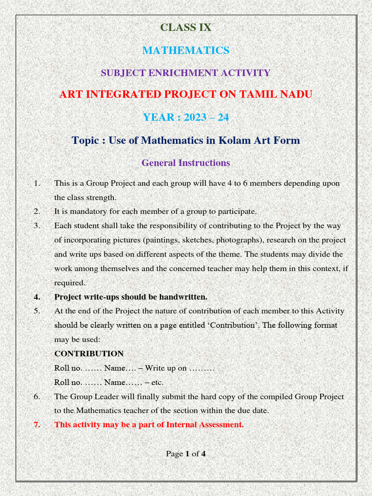 Class 9 Mathematics AIP (2023-24) | PDF