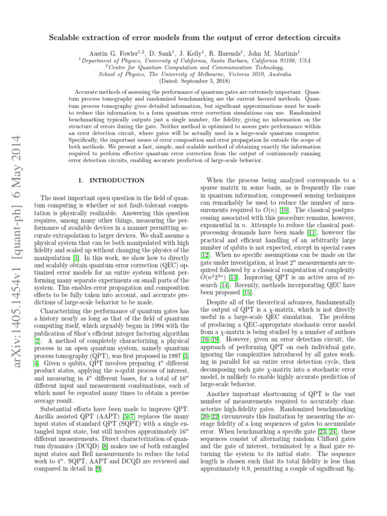 Scalable Extraction of Error Models From The Output of Error Detection Circuits | PDF | Quantum ...