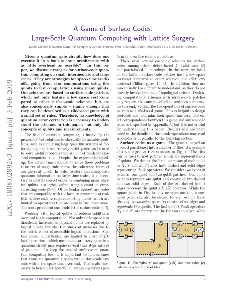 Game of Surface Codes | PDF | Quantum Computing | Quantum Mechanics