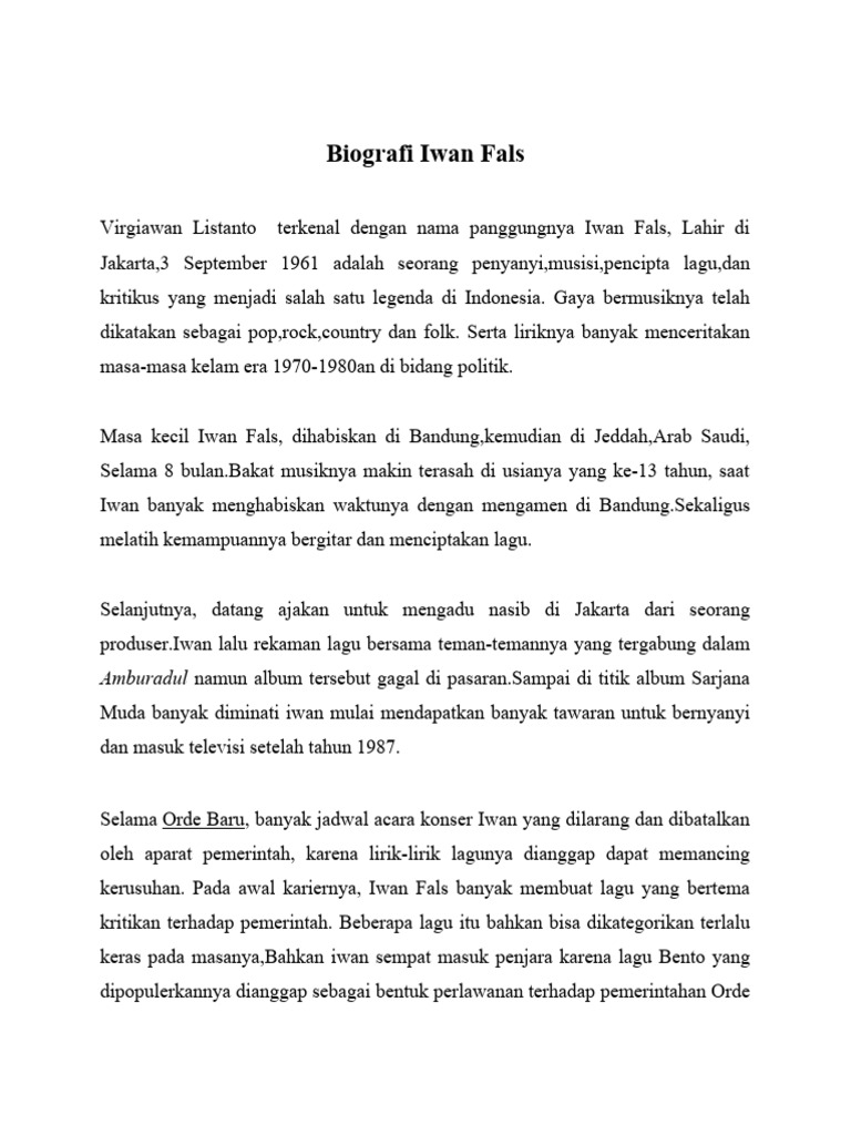 Biografi Iwan Fals | PDF
