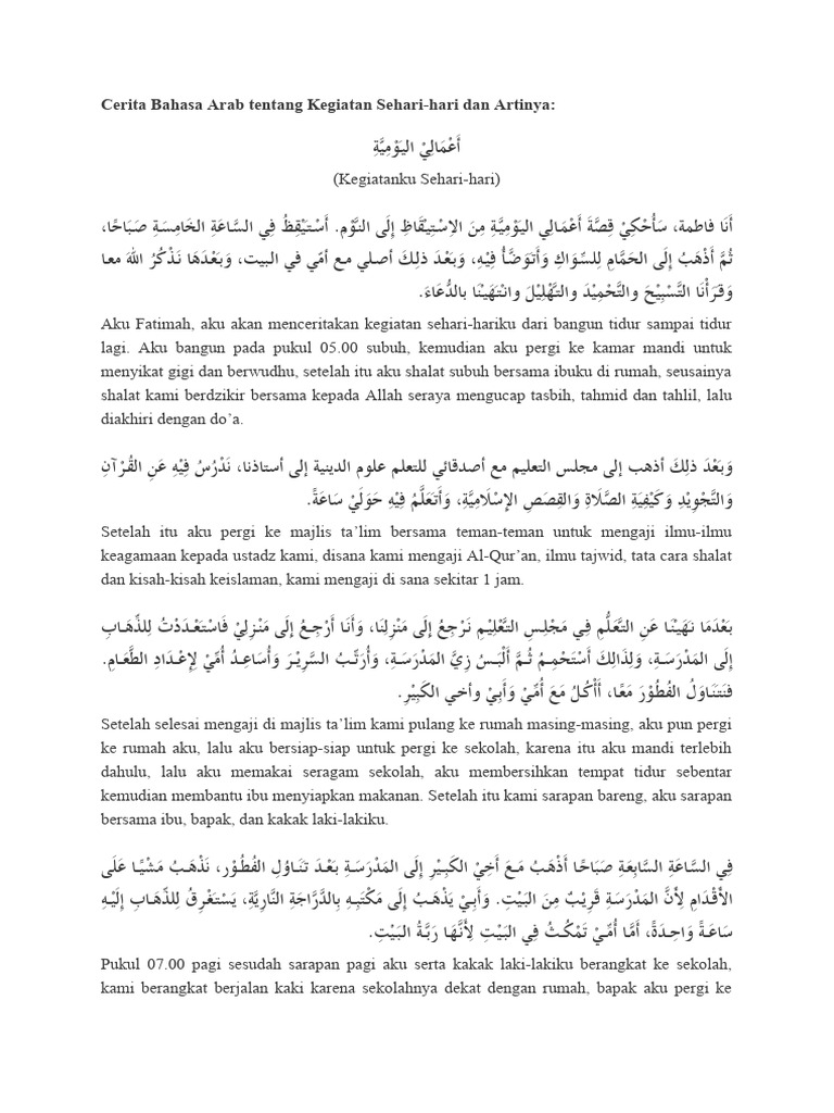 Kegiatan Sehari-hari dalam Bahasa Arab | PDF