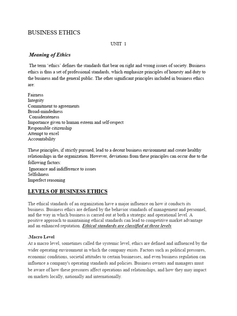 Unit 1 Business Ethics | PDF | Morality | Business Ethics