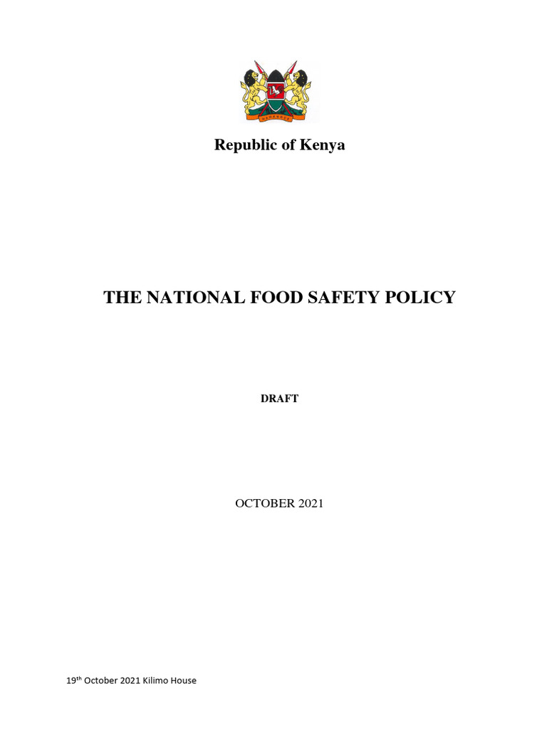 Draft Food Safety Policy 2021 | PDF | Food Safety