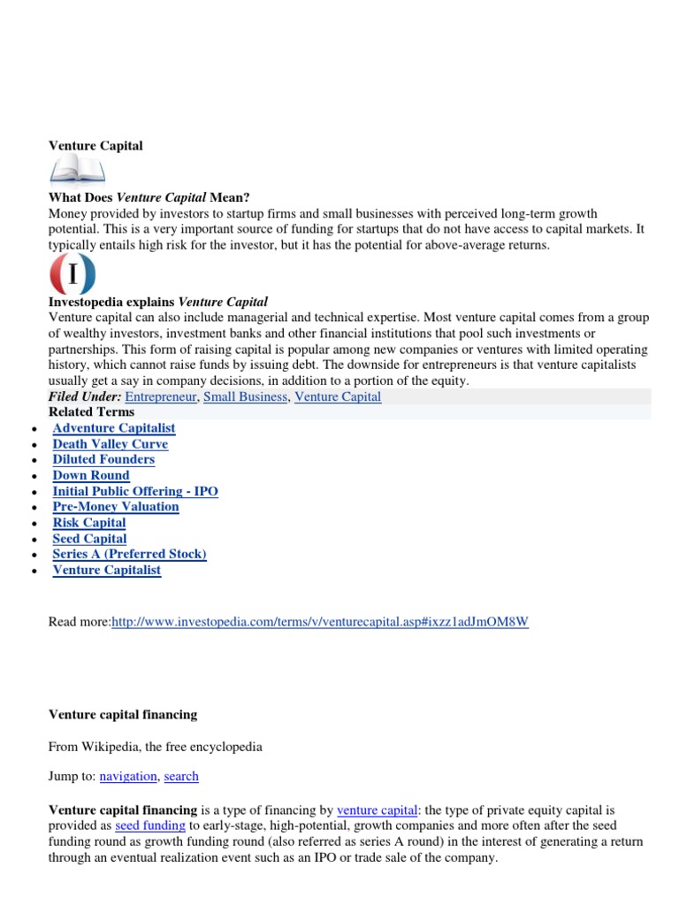 Venture Capital | PDF | Venture Capital Financing | Venture Capital
