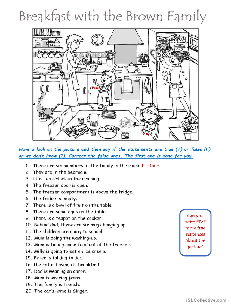 Family Breakfast Observation Game | PDF | Refrigerator | Cooking