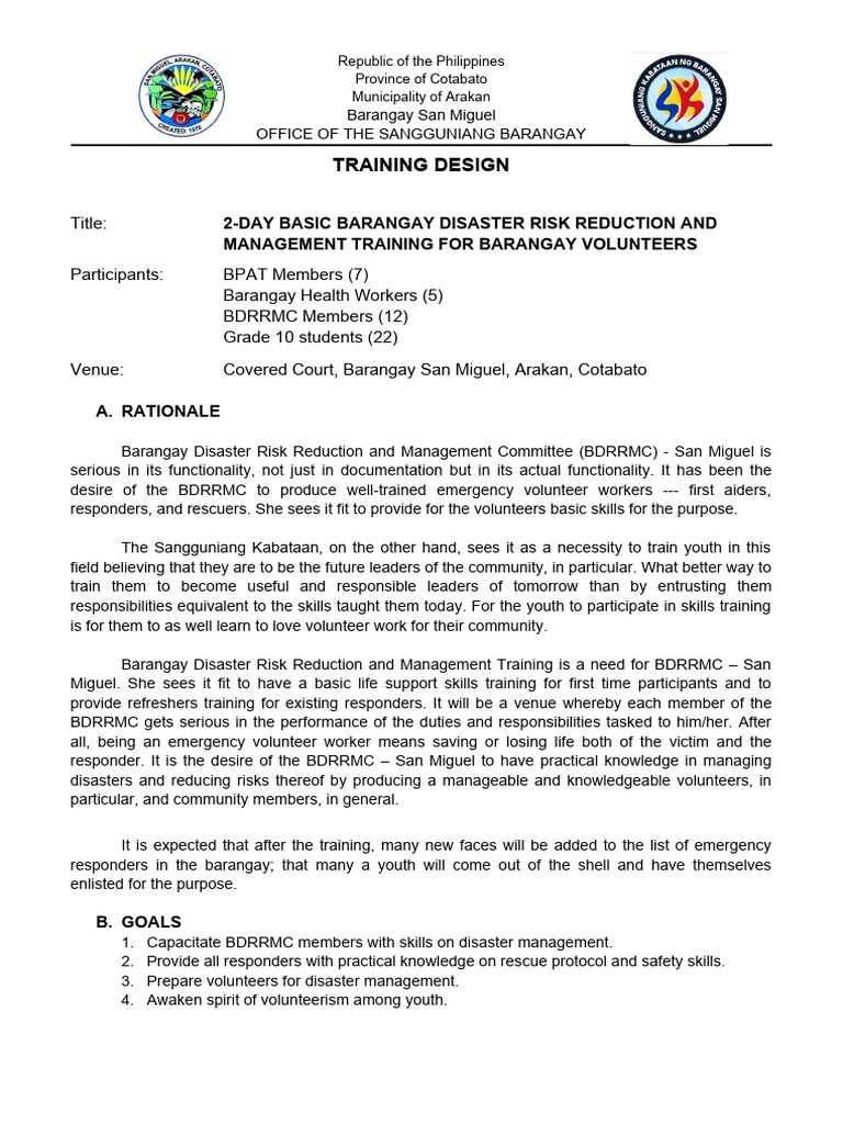 BDRRM Training (SEP. 12-13, 2022) | PDF | Emergency | Emergency Management