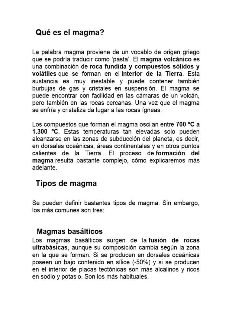 Definición y tipos de magma | PDF | Magma | Roca (geología)