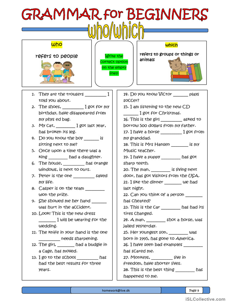 Relative Pronouns Exercise Worksheet | PDF
