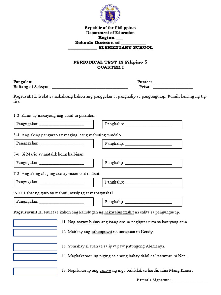 Grade 5 Q1 Filipino | PDF