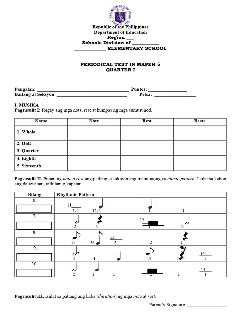 Grade 5 Q1 MAPEH | PDF