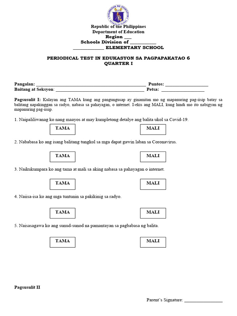 Grade 5 Q1 ESP | PDF