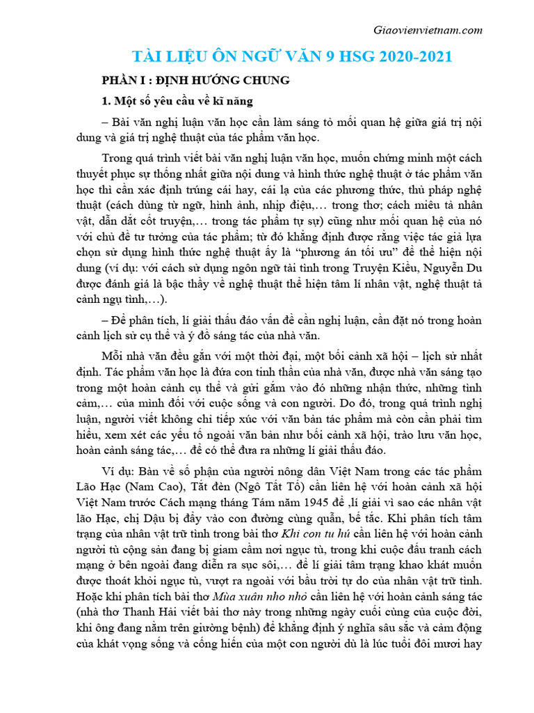 Tai Lieu On HSG Ngu Van 9 | PDF