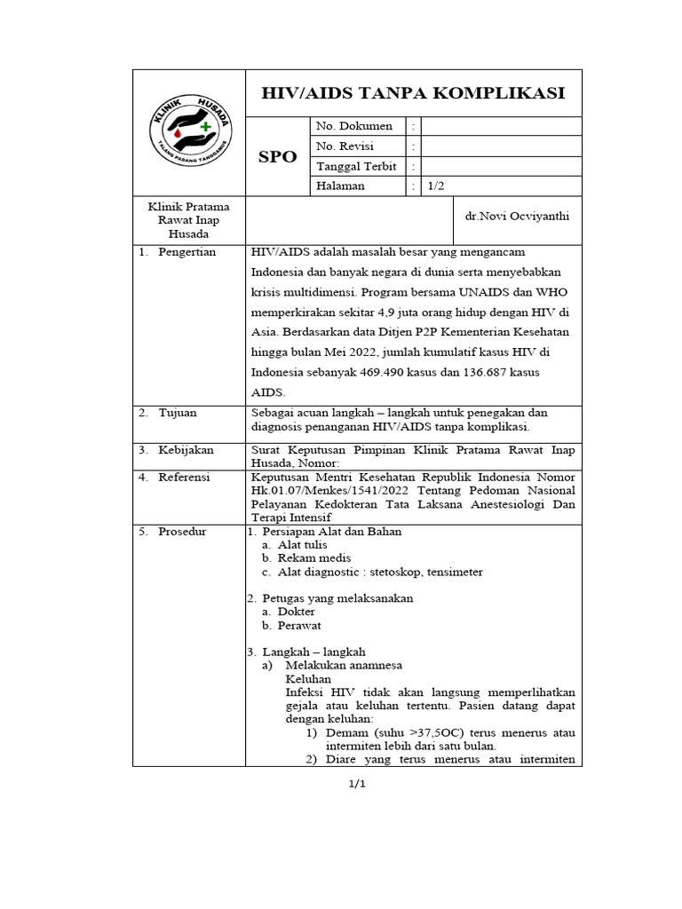 Sop Hiv | PDF | Pengembangan Diri | Sains & Matematika