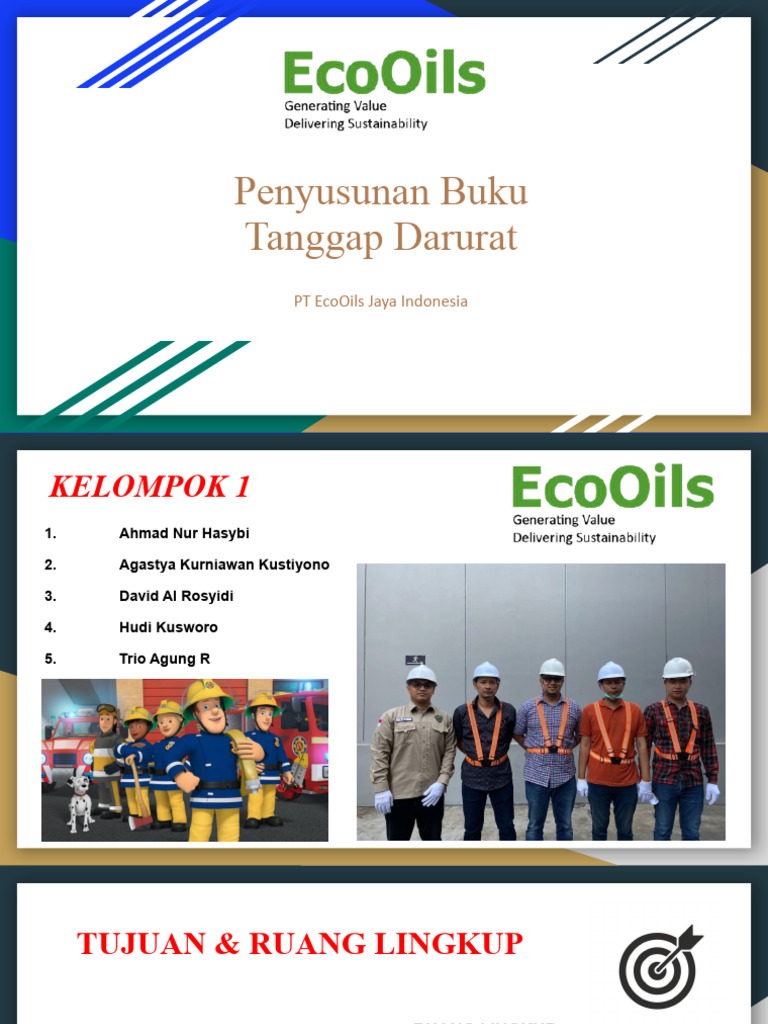 Seminar Penyusunan Buku Tanggap Darurat Kelompok 1 EcoOils | PDF