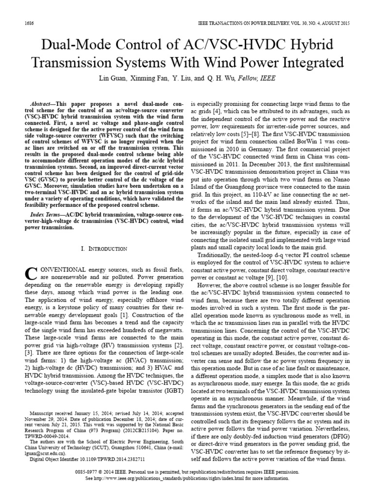 7.Dual-Mode Control of ACVSC-HVDC Hybrid | PDF | High Voltage Direct ...