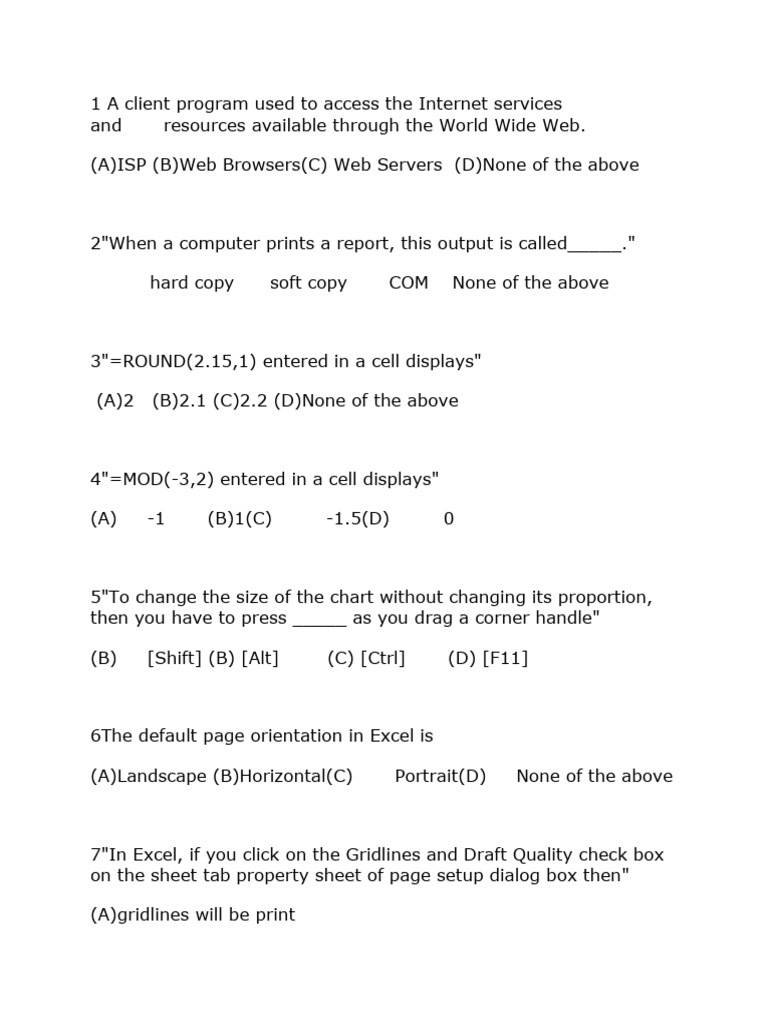 CCC Question Paper 1 | PDF | World Wide Web | Internet & Web