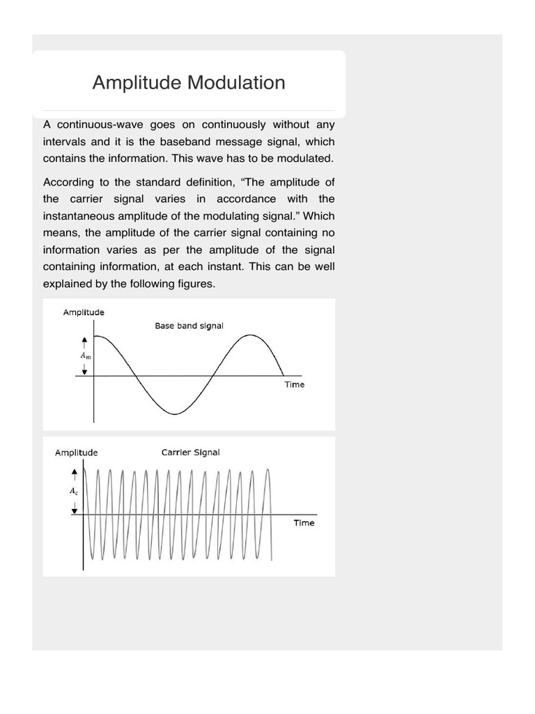 Amplitude Modulation | PDF | Frequency Modulation | Modulation