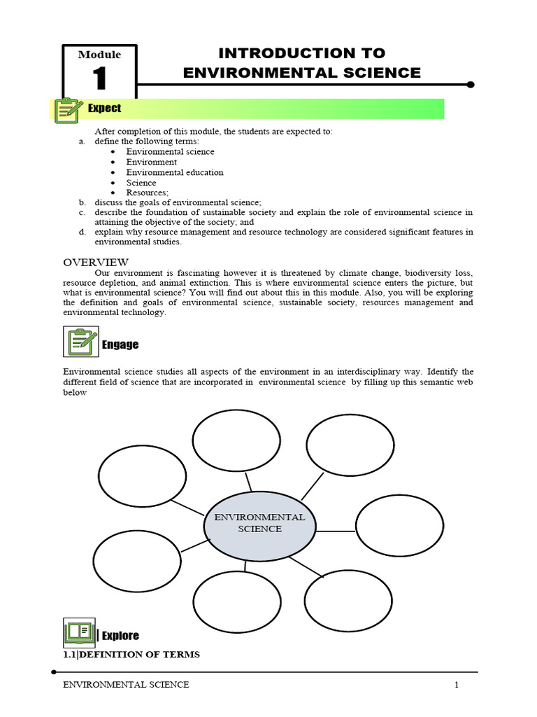 Module 1 Introduction To Environmental Science | PDF | Environmental ...