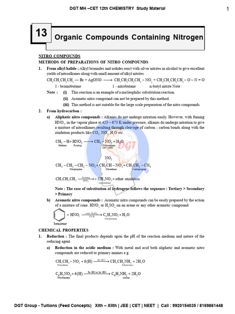 DGT Organic Compounds C Nitrogen | PDF | Amine | Ammonium