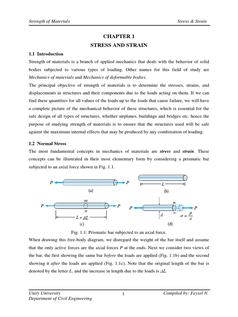 Chapter-1-Stress & Strain | Download Free PDF | Deformation (Engineering) | Stress (Mechanics)