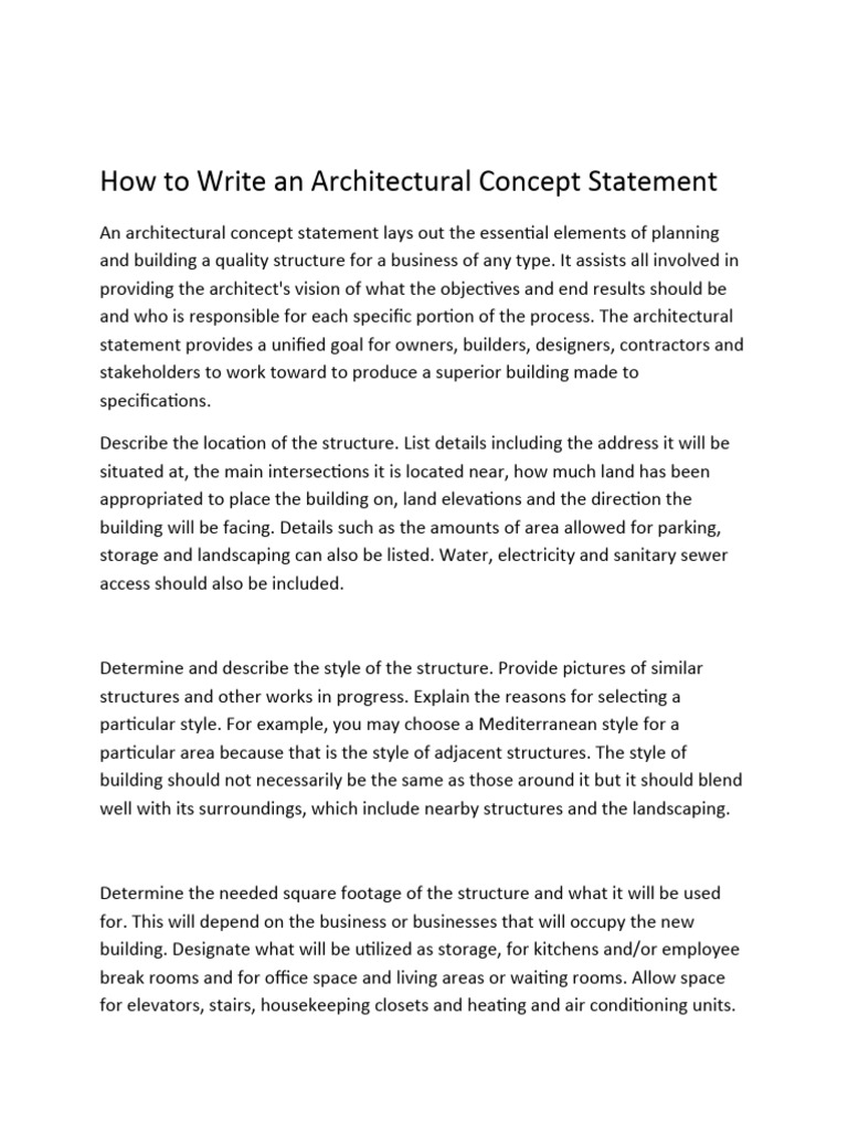 How To Write An Architectural Concept Statement | PDF | Building