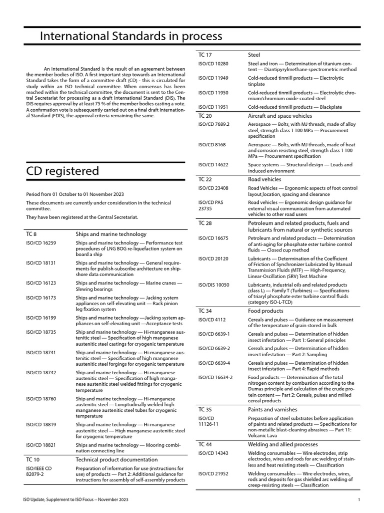 ISO Standards Update - November 2023 | PDF | International Organization ...