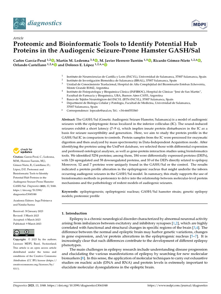 Proteomic and Bioinformatic Tools To Identify Potential Hub Proteins in ... Proteomic and Bioinformatic Tools To Identify Potential Hub Proteins in ...