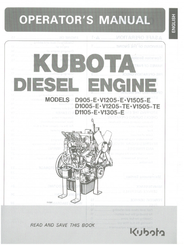 Kubota D1105 Manual | PDF