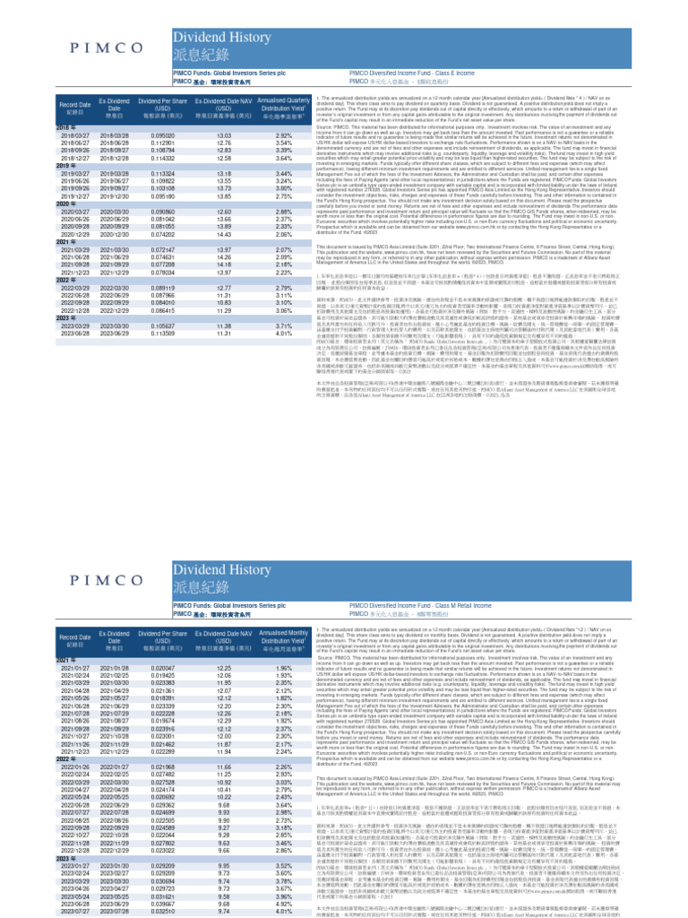 Monthly Dividend Distribution HK | PDF | Investment Fund | Investing