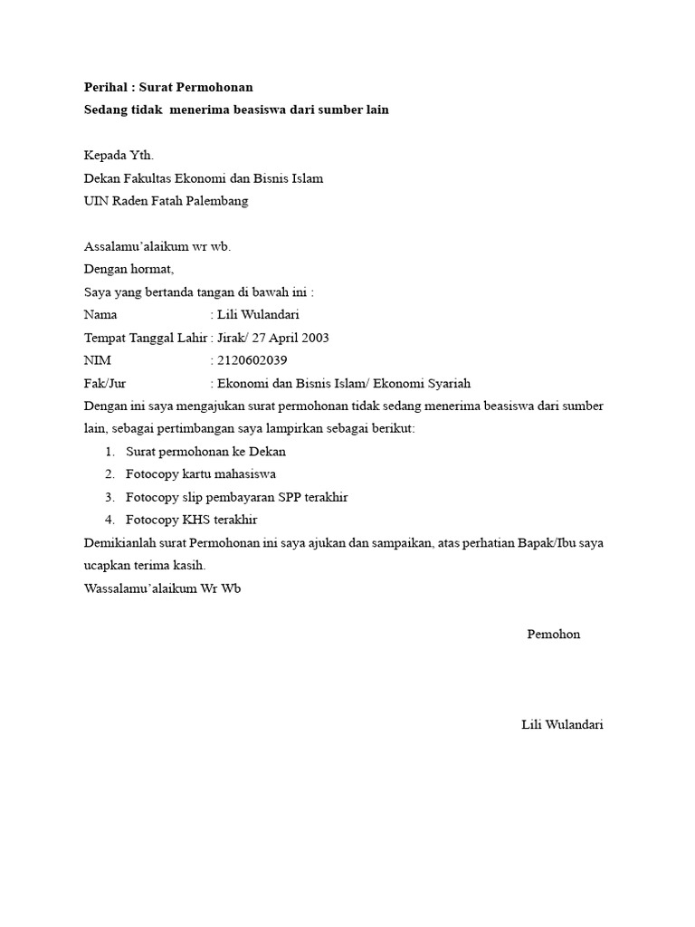 Perihal Surat Permohonan | PDF