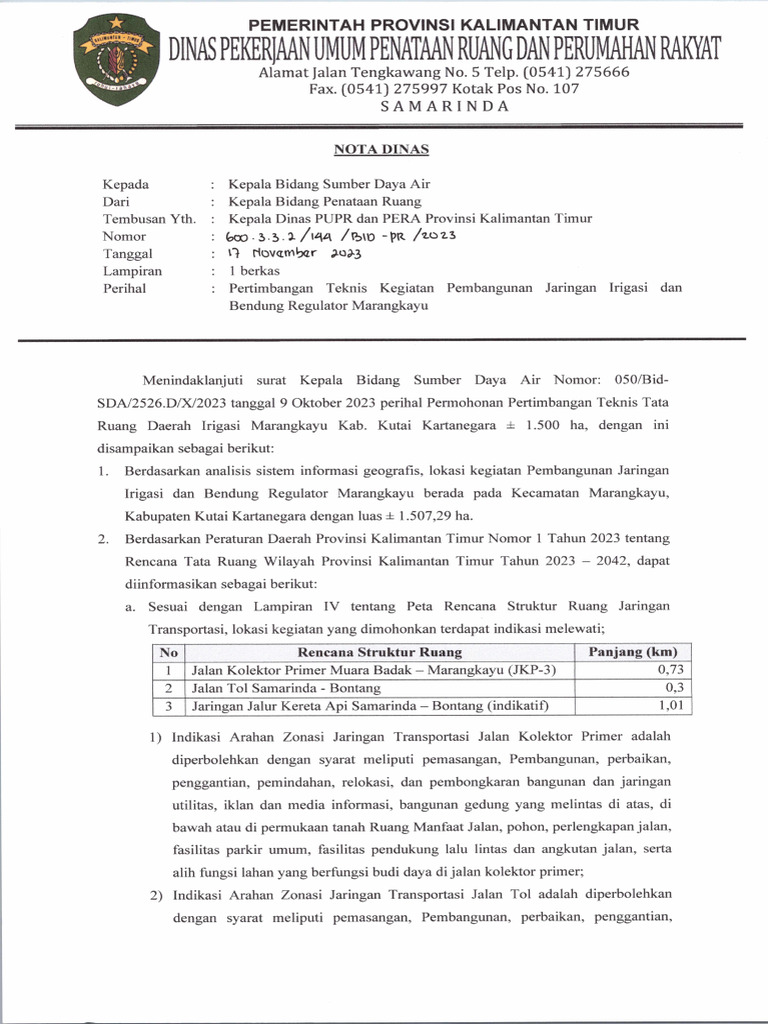 Update - PERTEK Tata Ruang AMDAL Daerah Irigasi Marangkayu Kab. Kutai ...