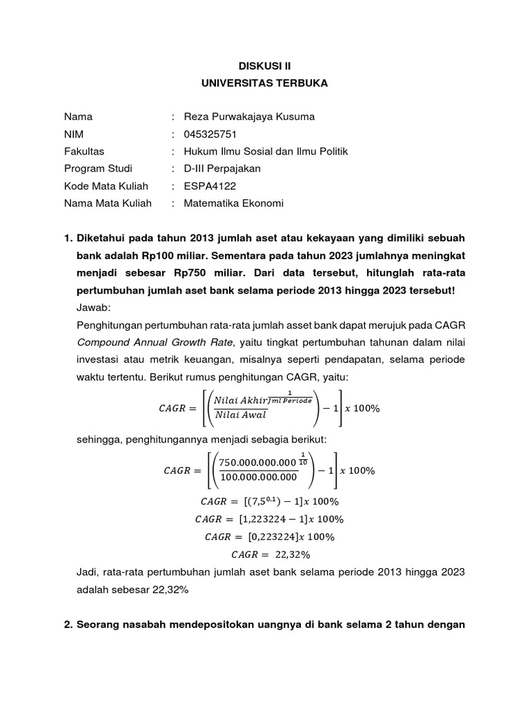Diskusi II Matematika Ekonomi | PDF